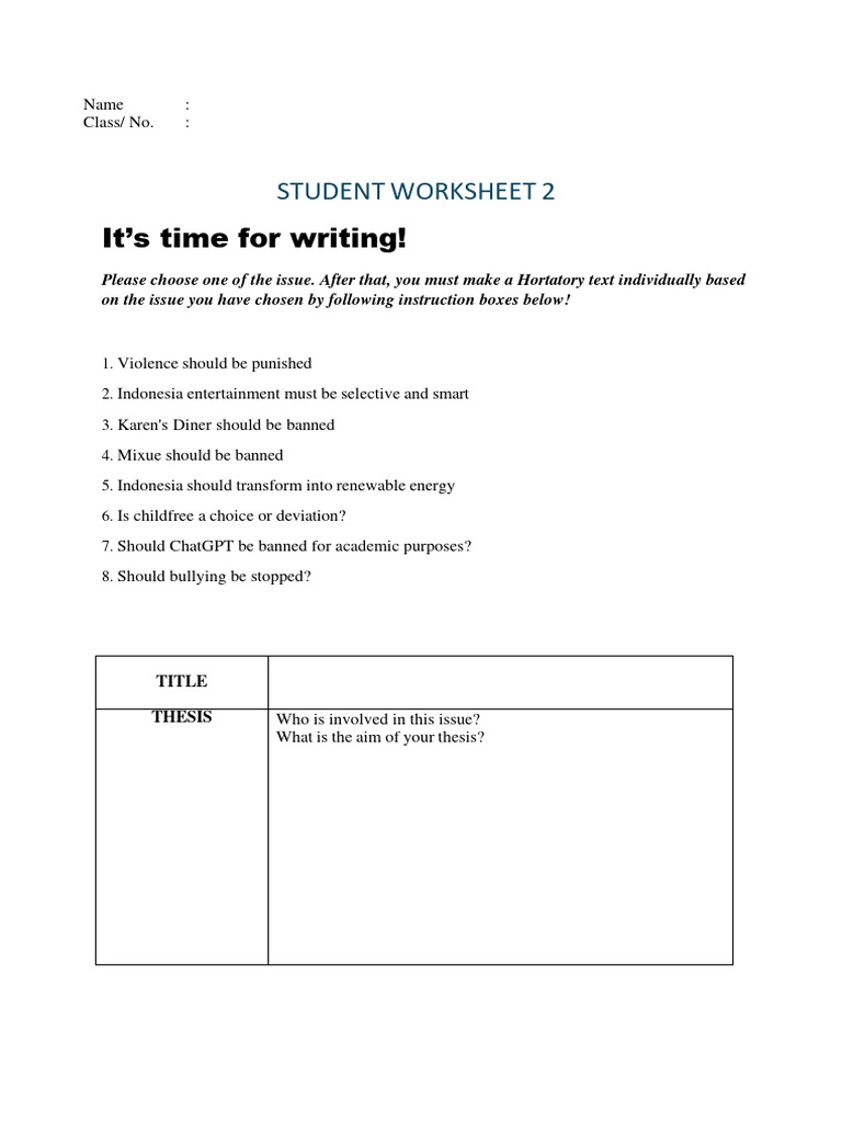 STUDENT WORKSHEET 2 - HORTATORY - Revisi | PDF | Language Arts & Discipline