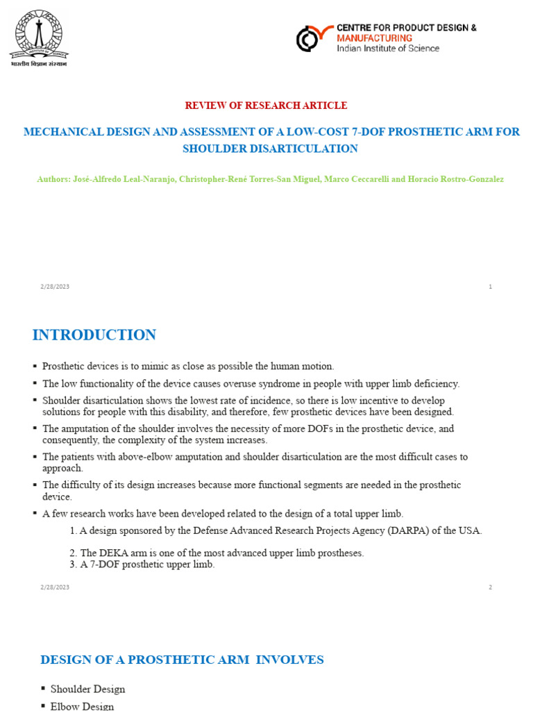 Smart Prosthesis Pdf Prosthesis
