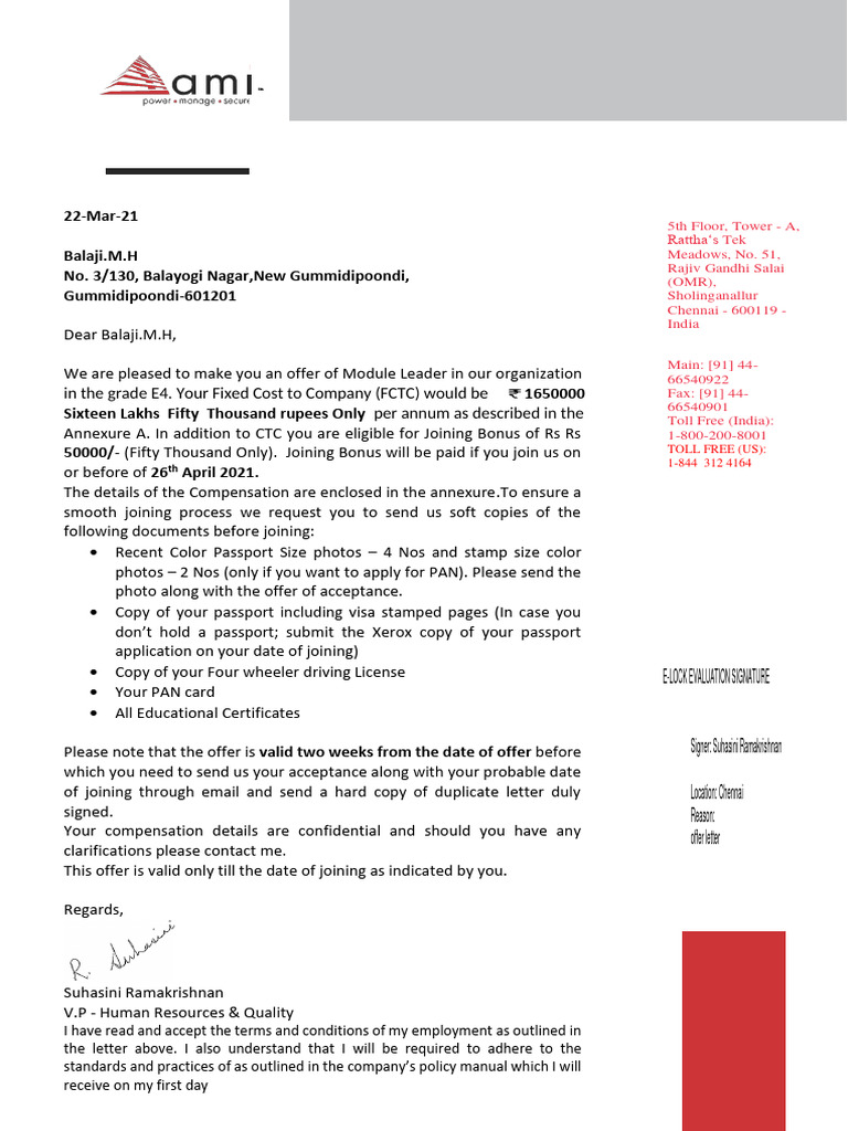 AMI Offer Final | PDF | Insurance | Employment