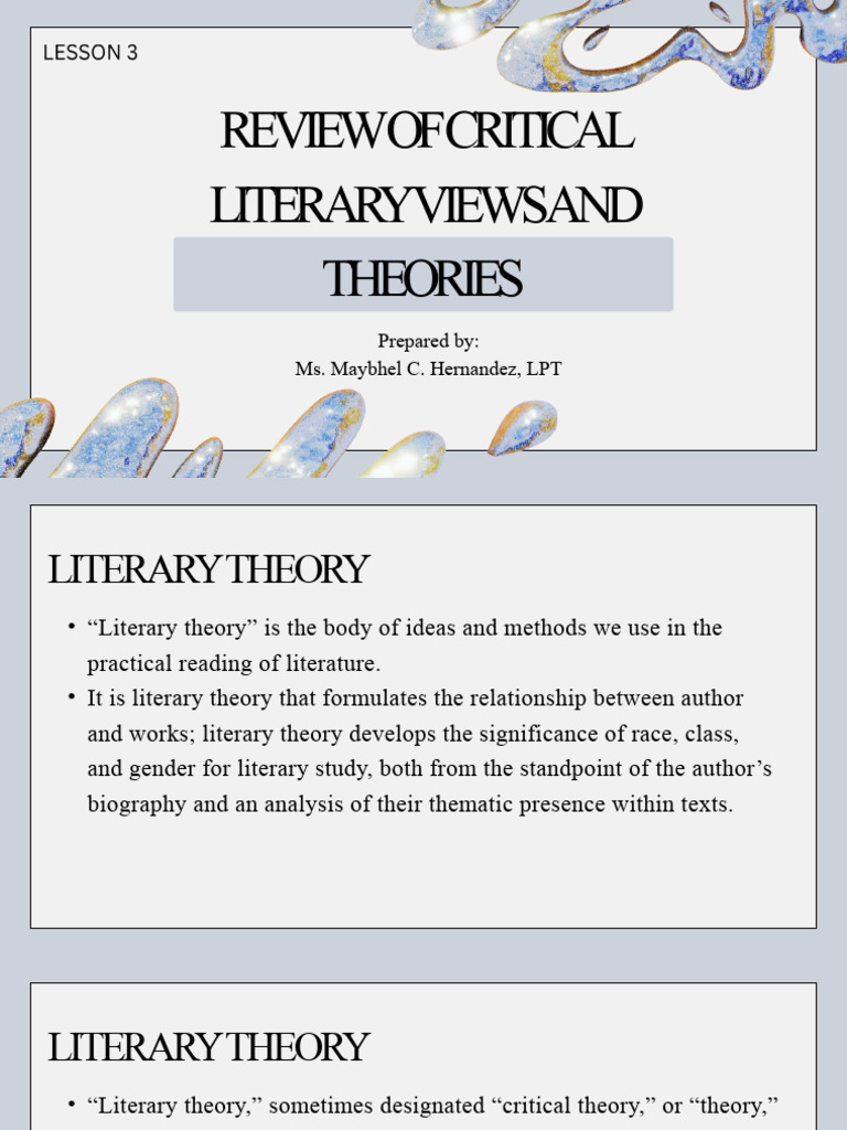 LESSON 3 Review of Critical Literary Views and Theories | PDF ...