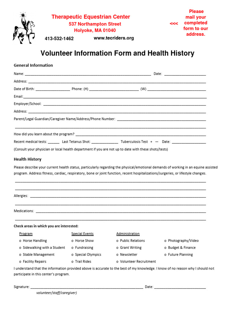 TEC Volunteer Registration Form - 2021 | PDF | Equestrianism