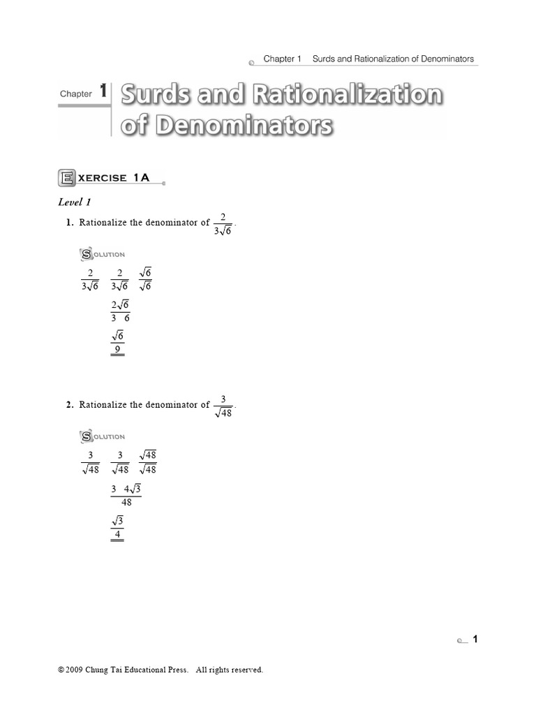 Rationalizing Denominators & Simplifying Equations | PDF | Mathematics ...