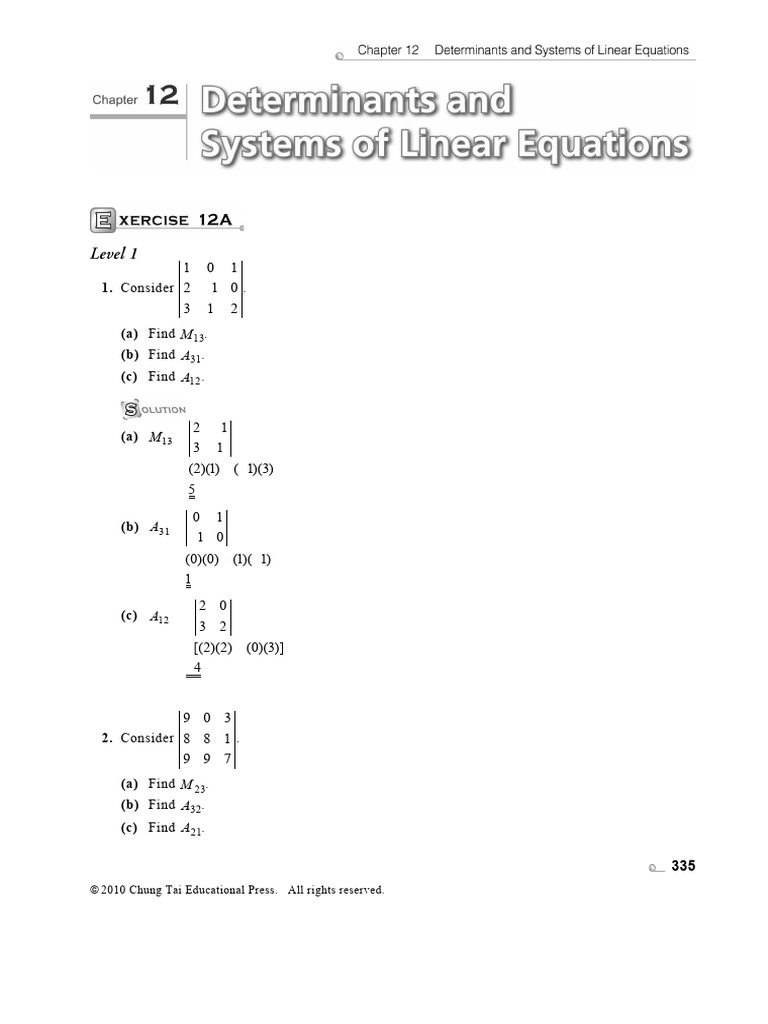 Ch12 Determinants and Systems of Linear Equations | PDF | System Of Linear Equations | Mathematics