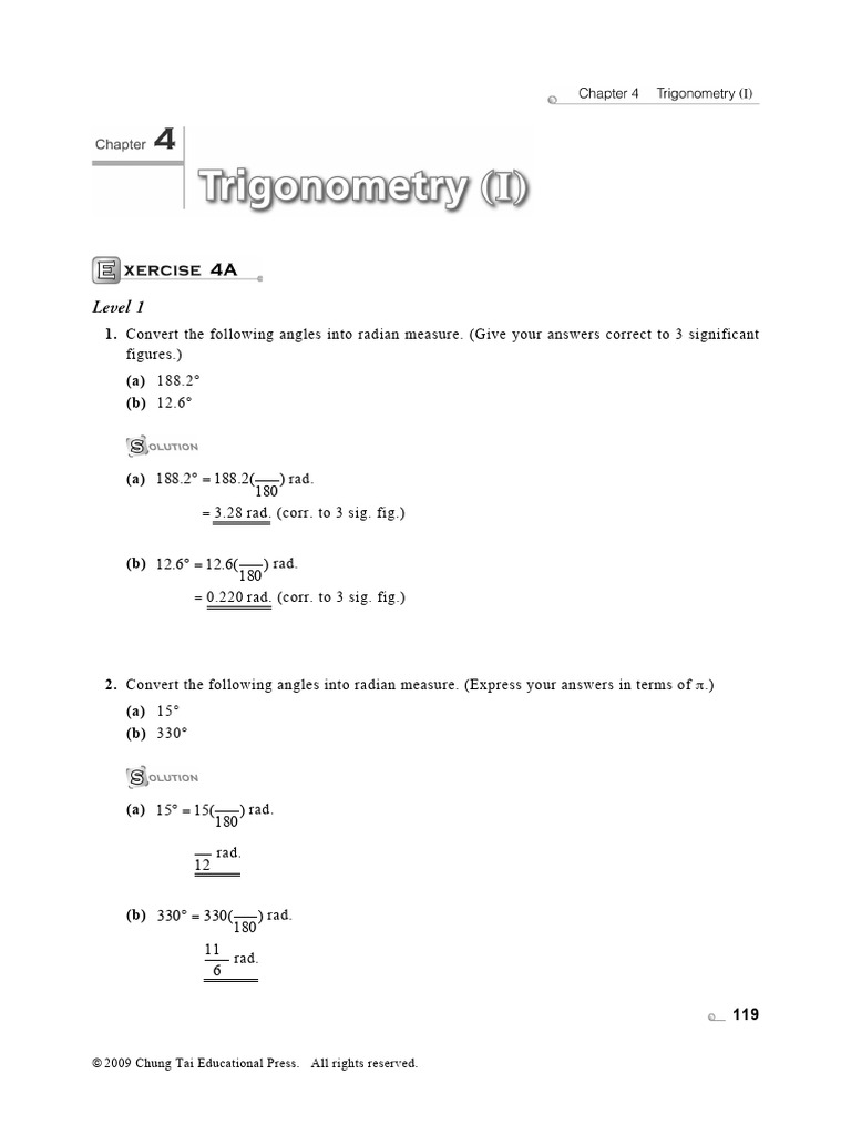 Ch4 Trigonometry (I) | PDF | Area | Circle