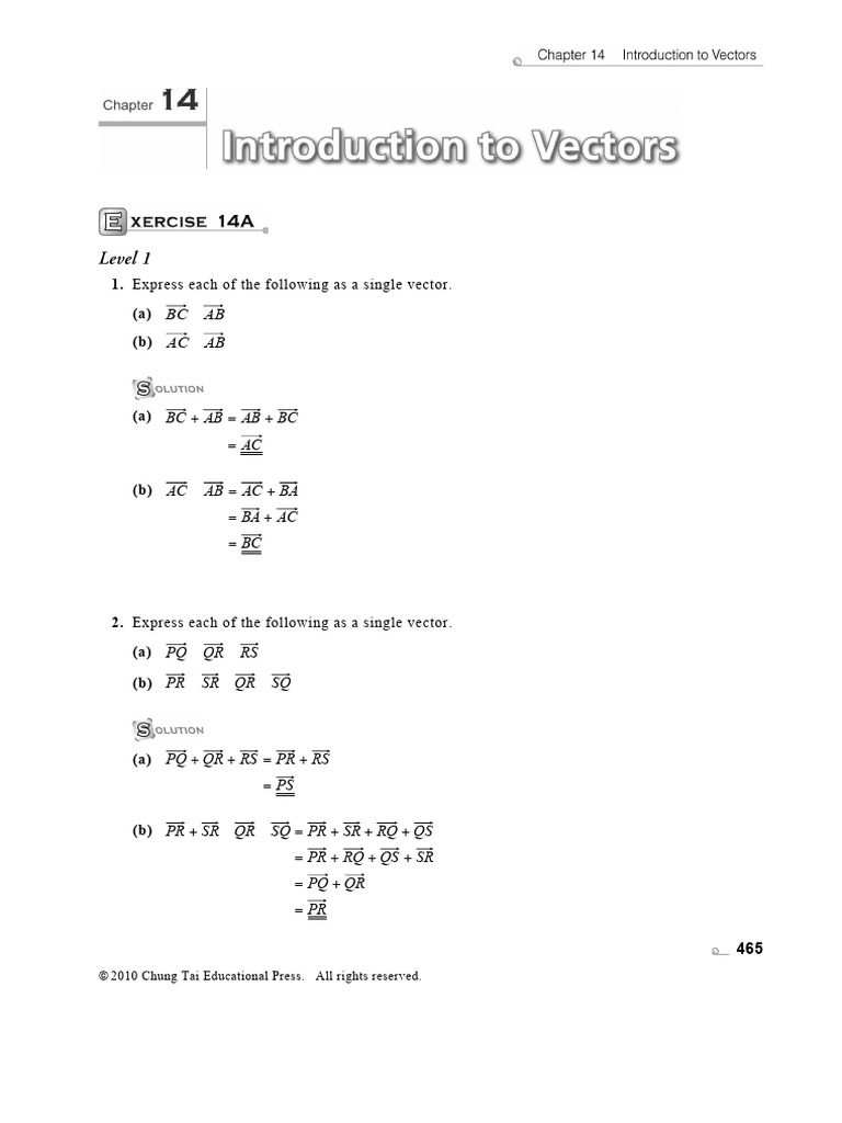 Ch14 Introduction to Vectors | PDF | Angle | Euclidean Geometry Ch14 Introduction to Vectors | PDF | Angle | Euclidean Geometry