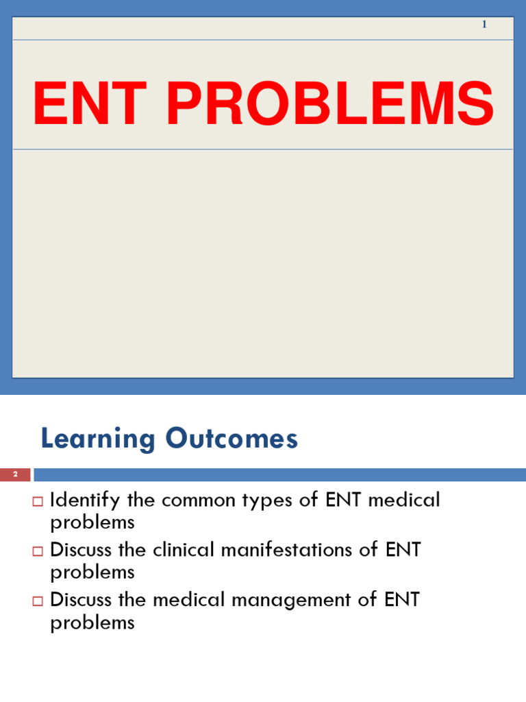 ENT Problems | Download Free PDF | Medical Specialties | Diseases And ...