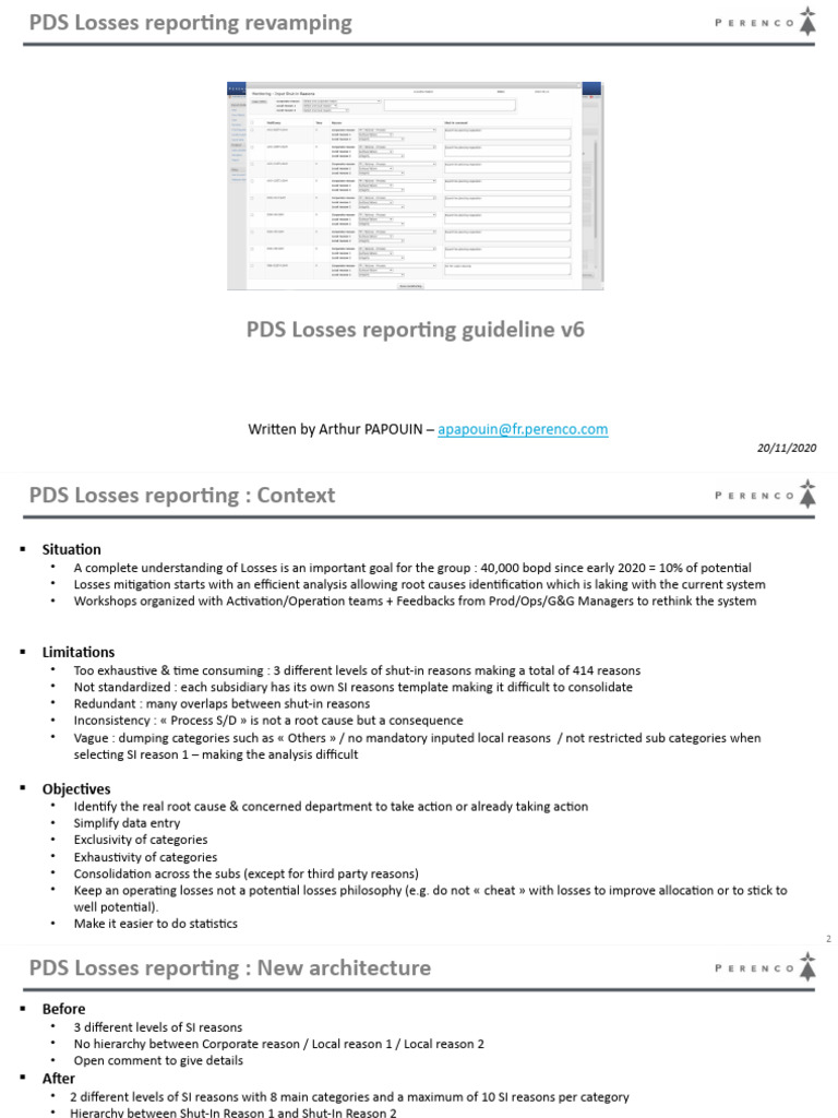 PDS - New Losses Reporting - Guideline - V6 - en | PDF | Pump | Valve