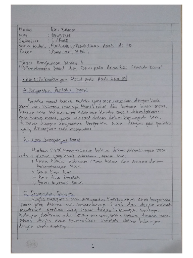 Rangkuman Modul 3 (Rini Yulvani) | PDF