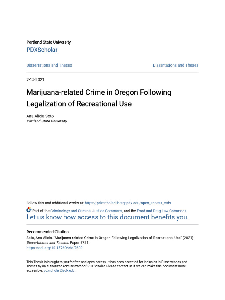 Marijuana-Related Crime in Oregon Following Legalization of Recre | PDF ...