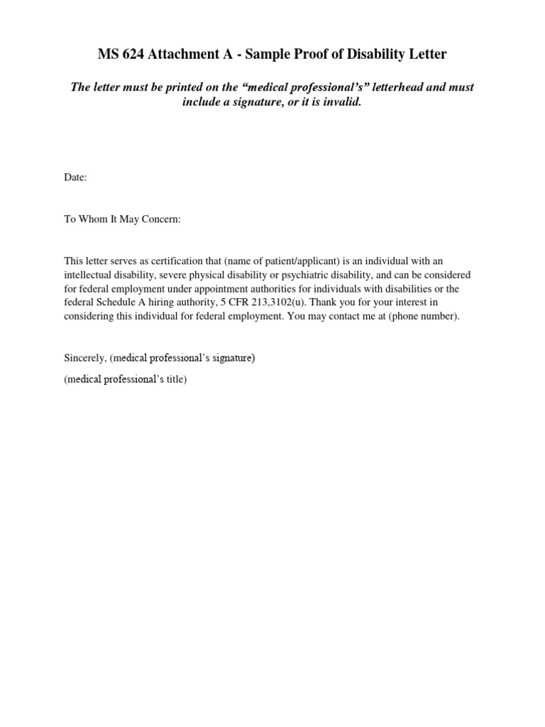 Sample Disability Certification Letter | PDF