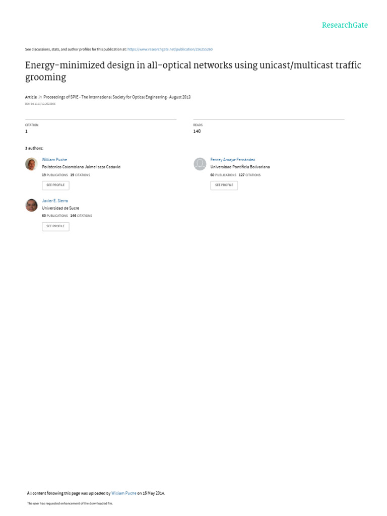 Energy-Minimized Design in All-Optical Networks Using Unicast/multicast Traffic Grooming | PDF ...