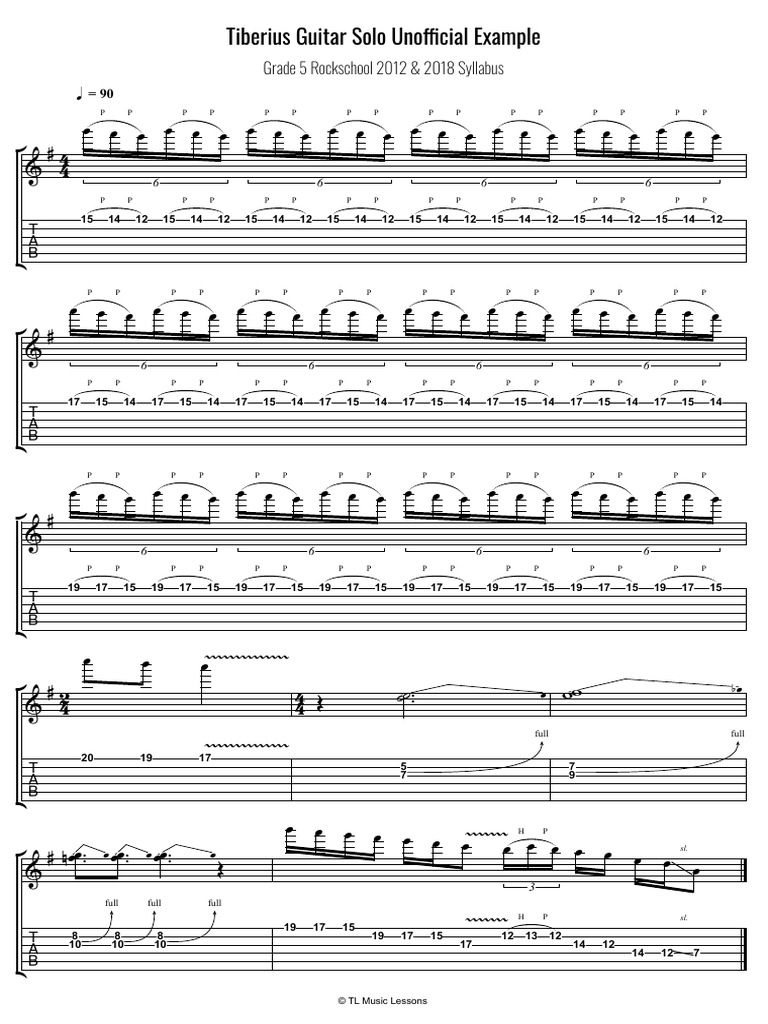 Tiberius Guitar Solo Unofficial Example Grade 5 Rockschool | PDF