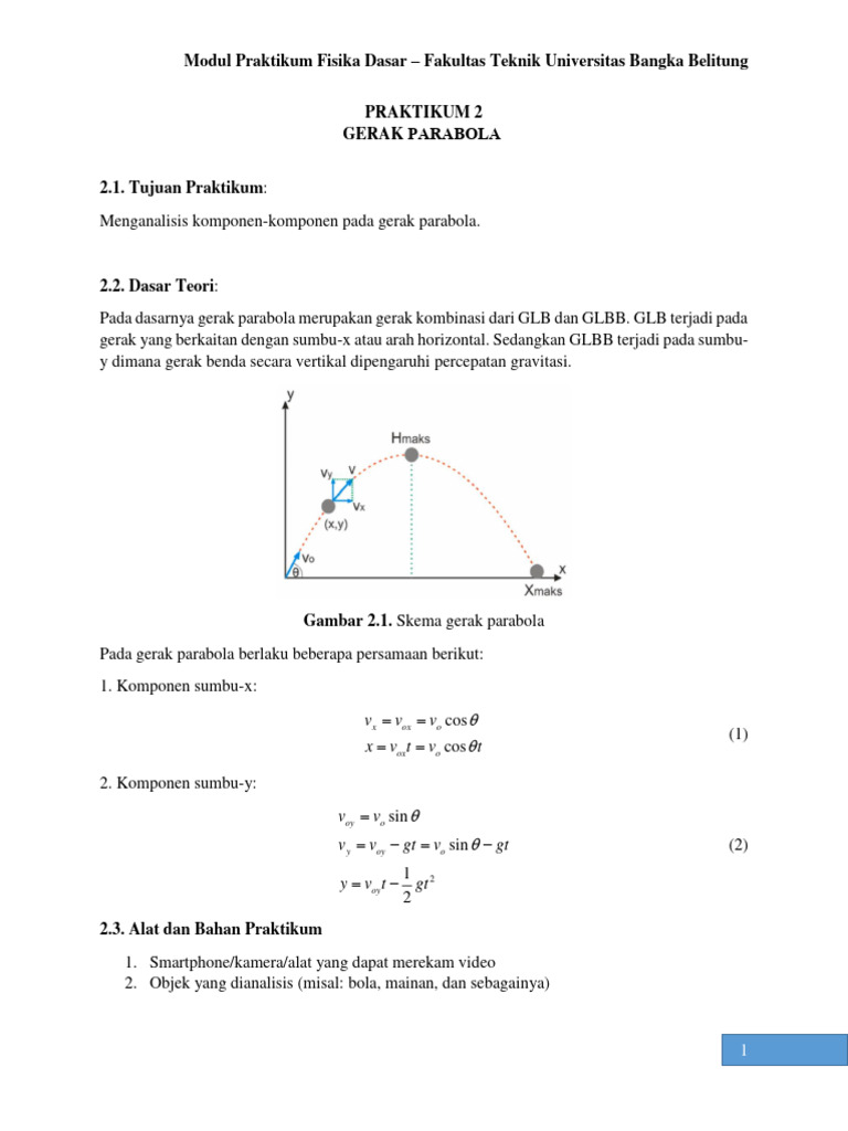 Modul Praktikum Gerak Parabola | PDF