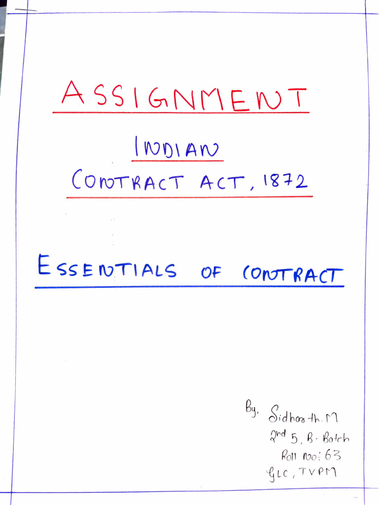 Essentials of Indian Contract Act 1872 | PDF