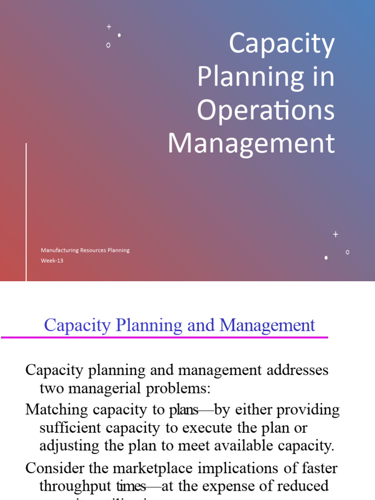 Capacity Planning in Operations Management | PDF | Business Economics ...