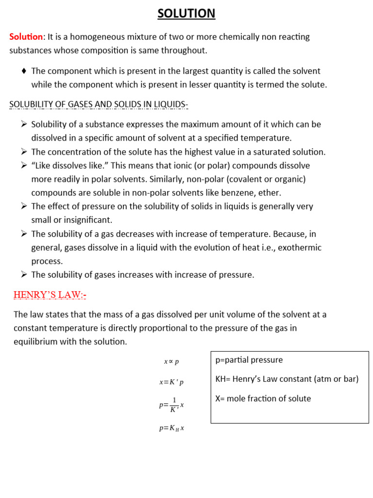 Solution Notes Pdf Solubility Gases 3620