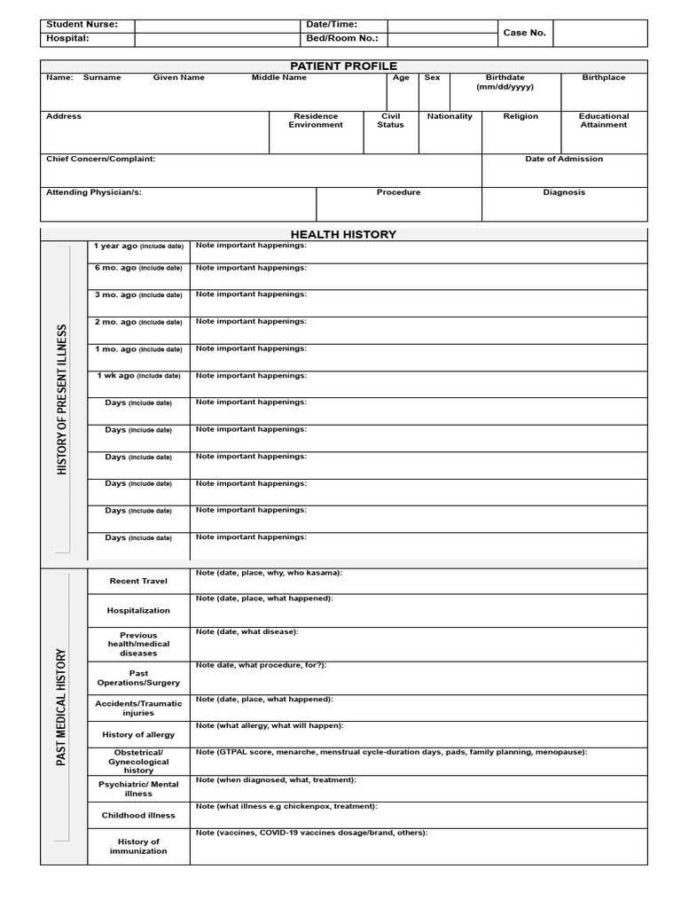 Case Pres Blank Templ | PDF | Physical Examination | Clinical Medicine