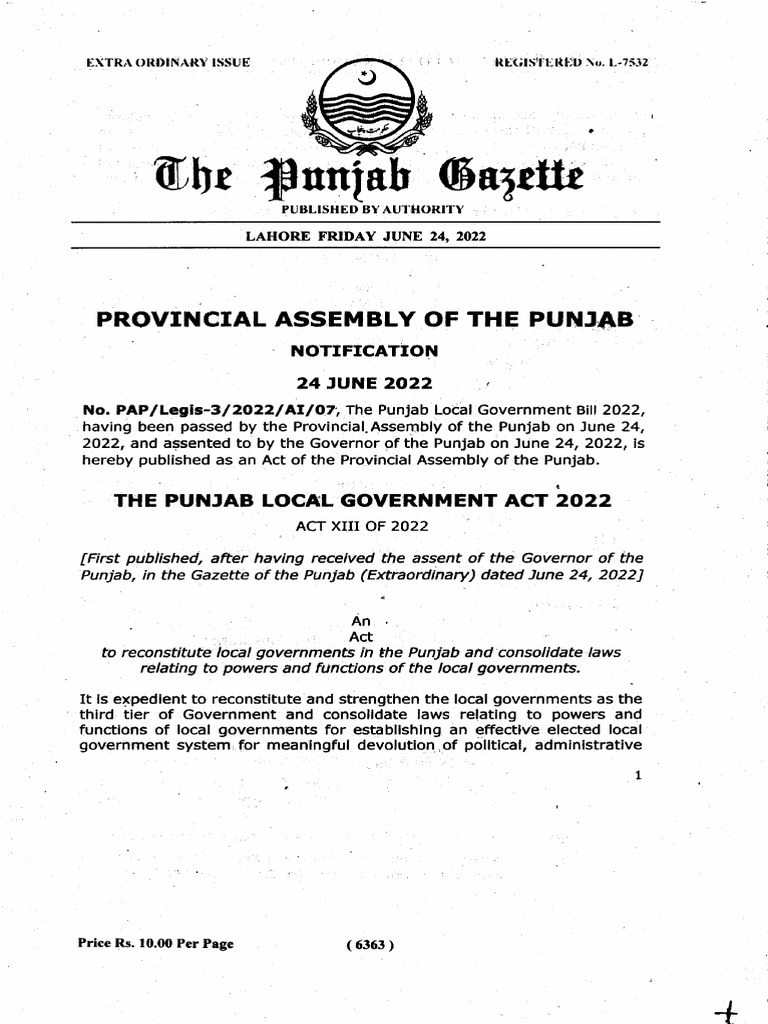 Punjab Local Government Act_2022 | PDF
