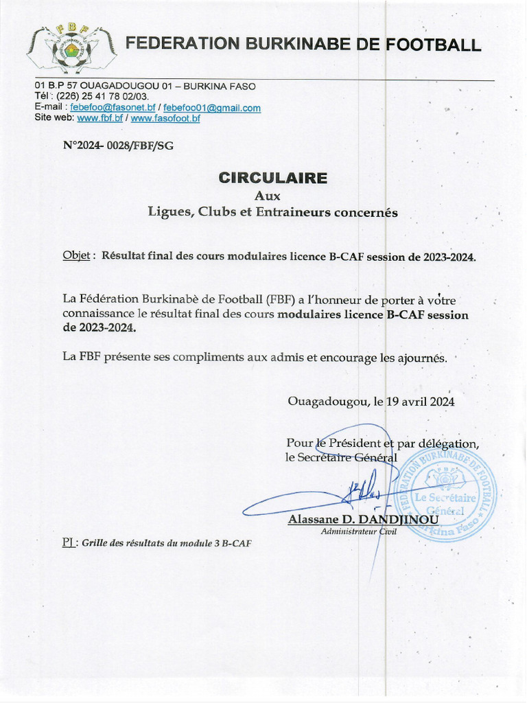 Resultat Circulaire N°2024-0028-Fbf-Sg Des Cours Modulaires Licence B ...