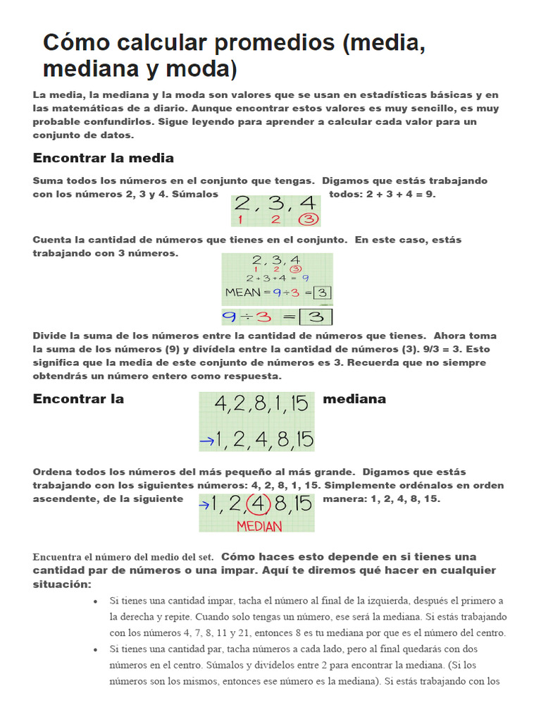 Cómo calcular la moda en estadísticas | PDF | Mediana | Matemáticas
