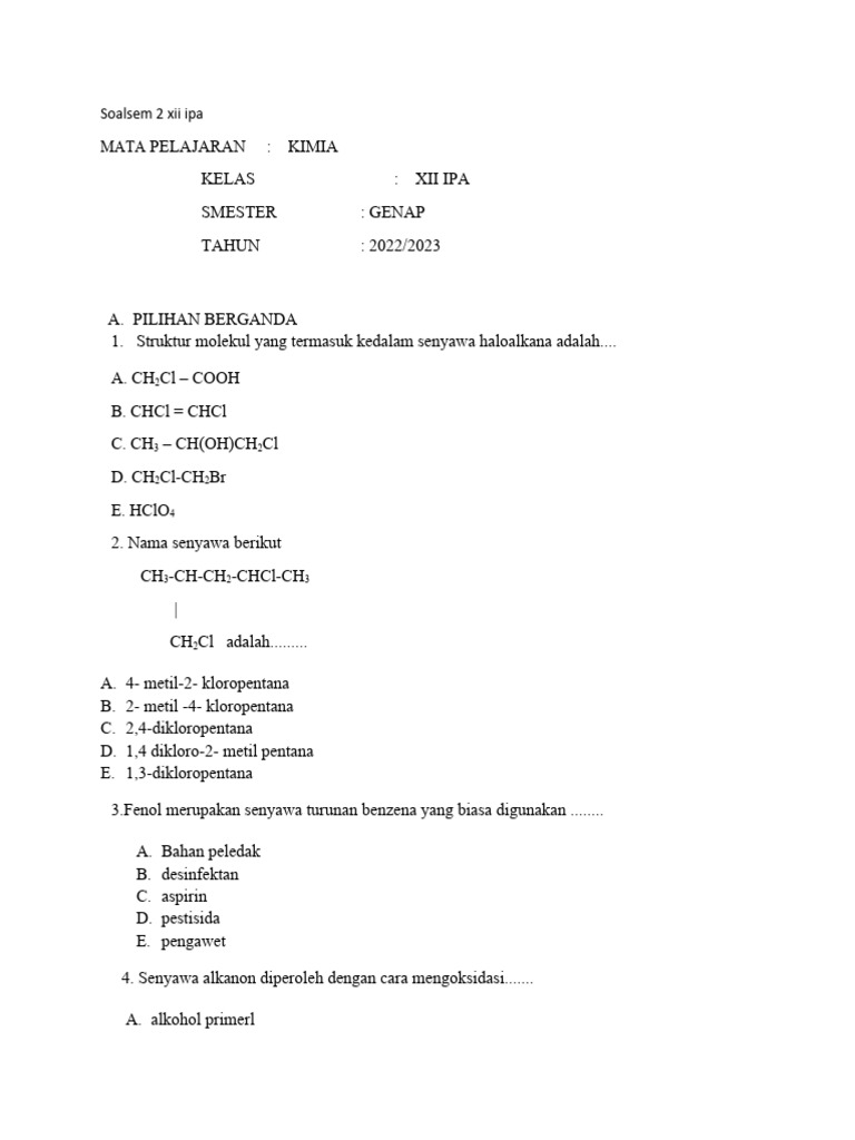 Soalsem 2 Xii Ipa | PDF