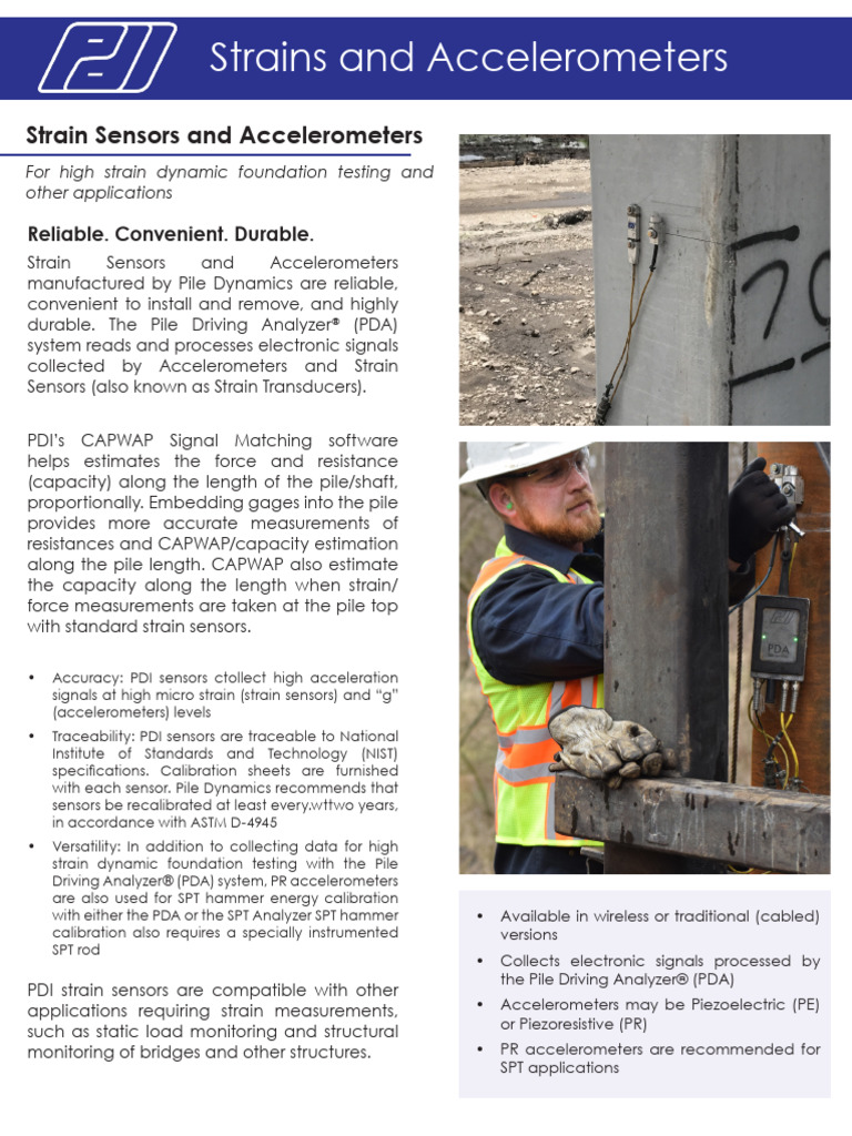 PDI StrainsAccelerometers Brochure | PDF | Deep Foundation | Accelerometer