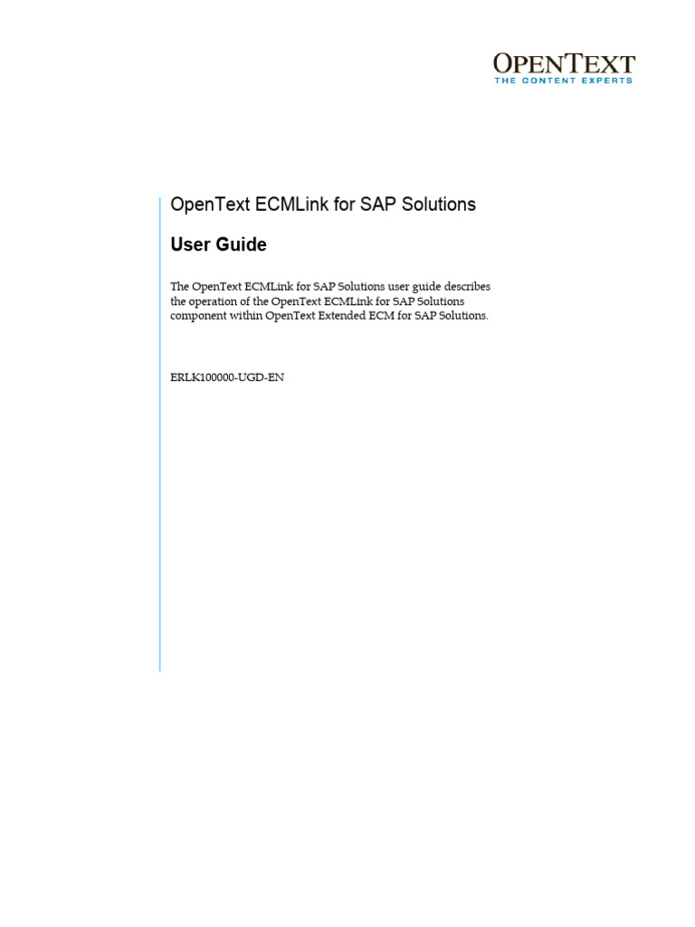 OpenText ECMLink For SAP Solutions 10.0.0 - User Guide English (ERLK100000-UGD-EN) | PDF ...