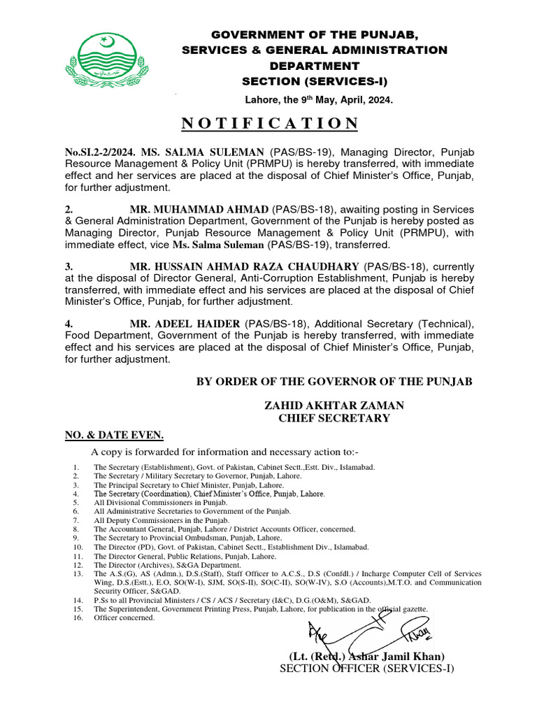 T&P Orders (09.05.2024) | PDF | Politics Of Pakistan | Government