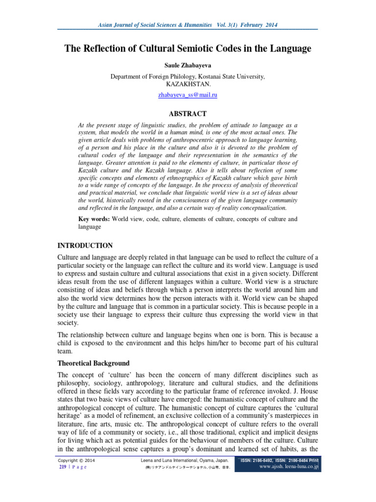 The Reflection of Cultural Semiotic Codes in the Language | PDF ...