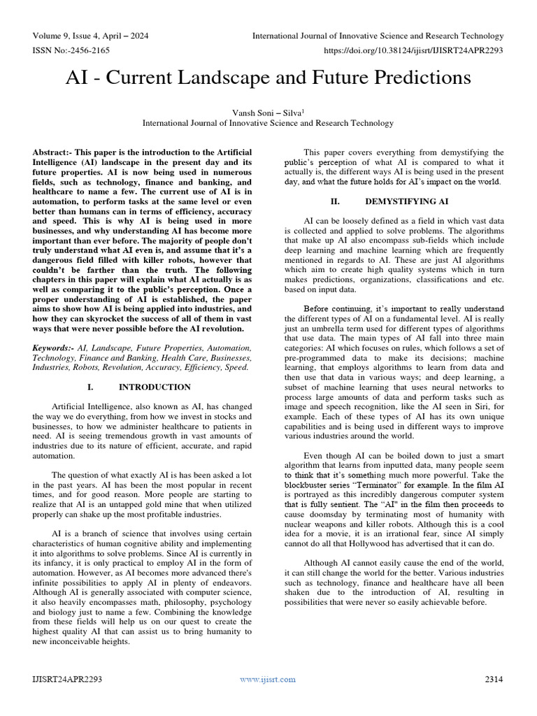 AI - Current Landscape and Future Predictions | Download Free PDF ...