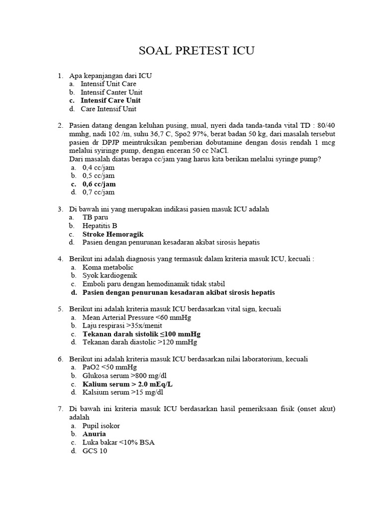 Soal Icu | PDF