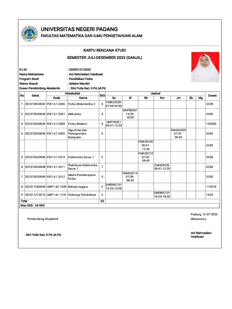 Cetak Kartu Rencana Studi | PDF