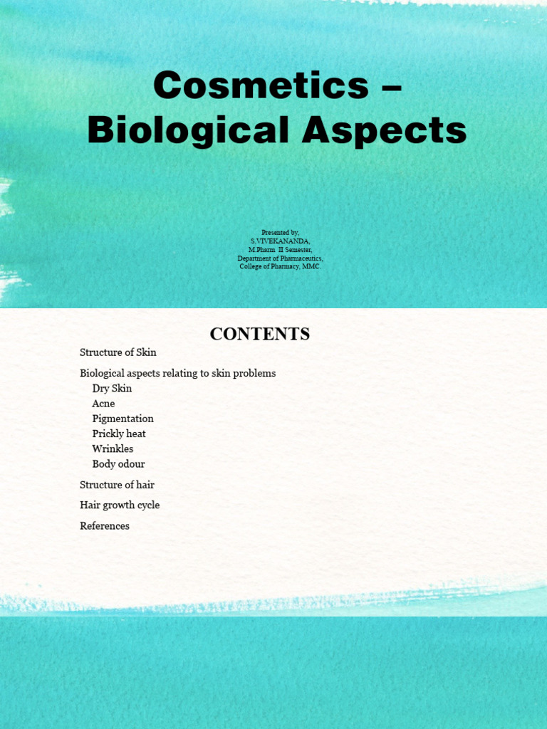 Cosmetics - Biological Aspects | PDF | Skin | Epidermis