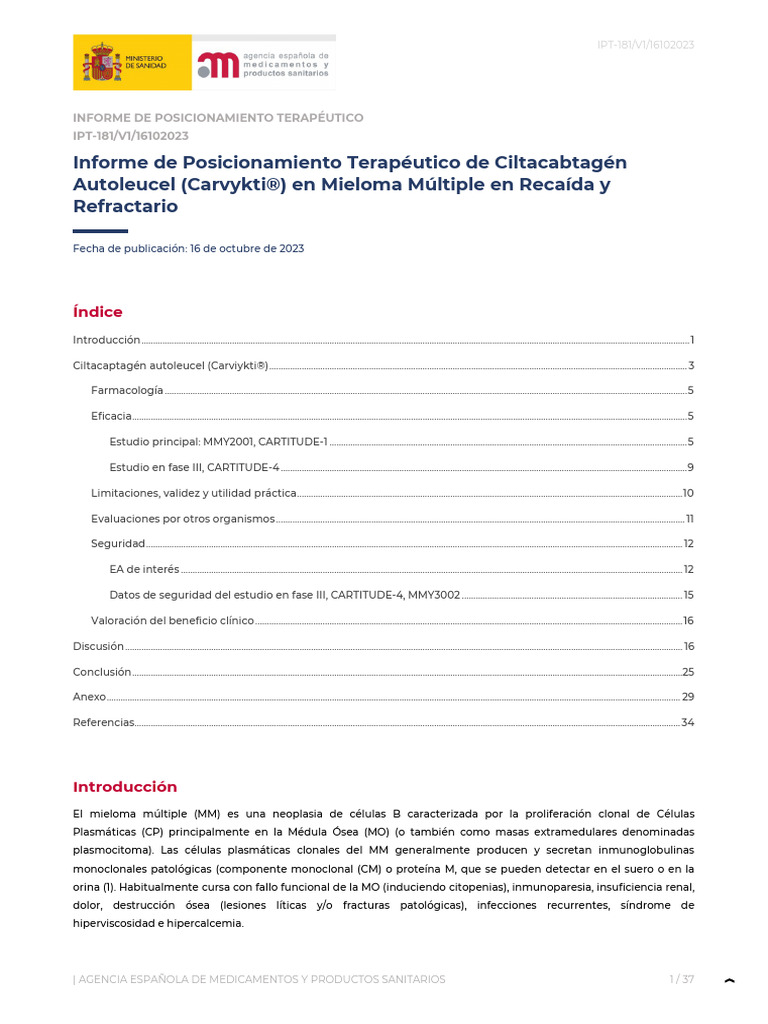 IPT Carvykti | PDF | Medicina | Ciencias de la Salud