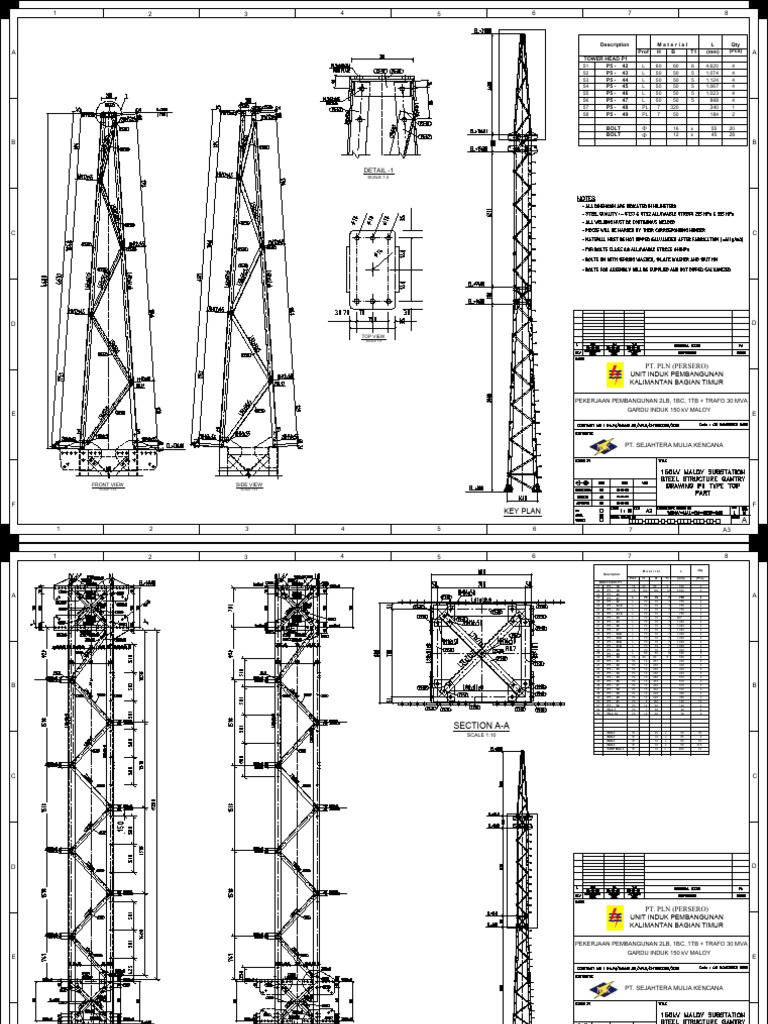 150kV-MAL-EM-DRW-063, Steel Structure Gantry Drawing | PDF