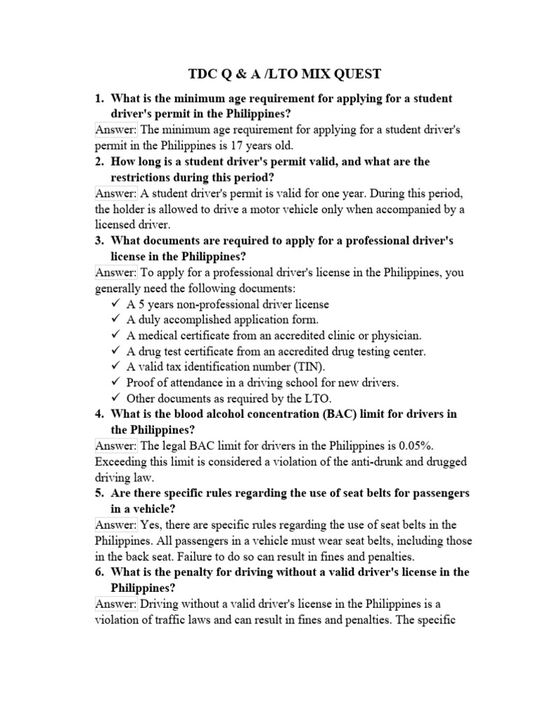 TDC-LTO-MIX-QUEST | PDF | Driving | Driving Under The Influence