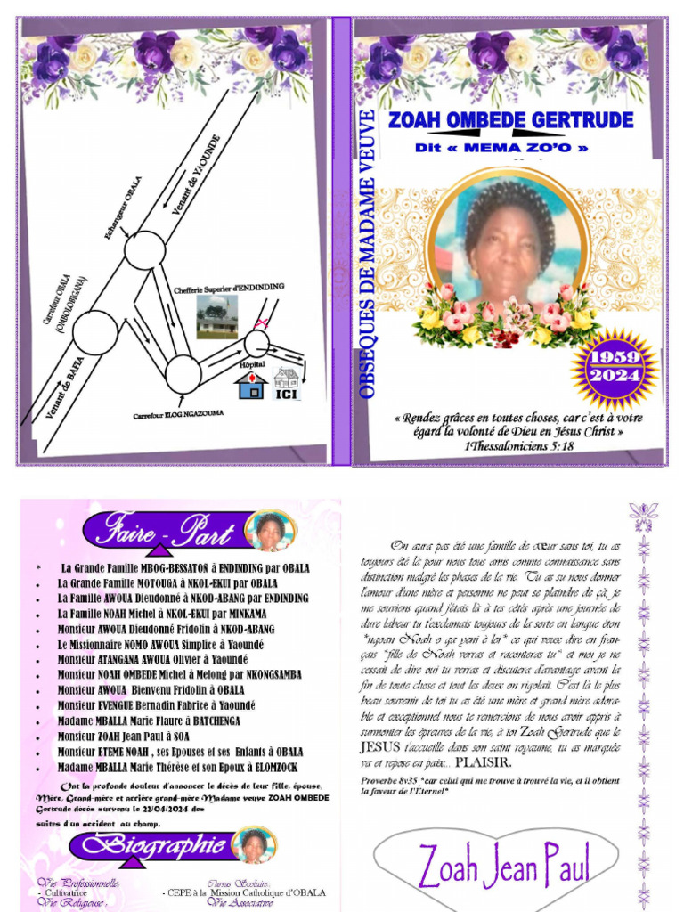Programme Des Obsèque de Maman Gertrude | PDF