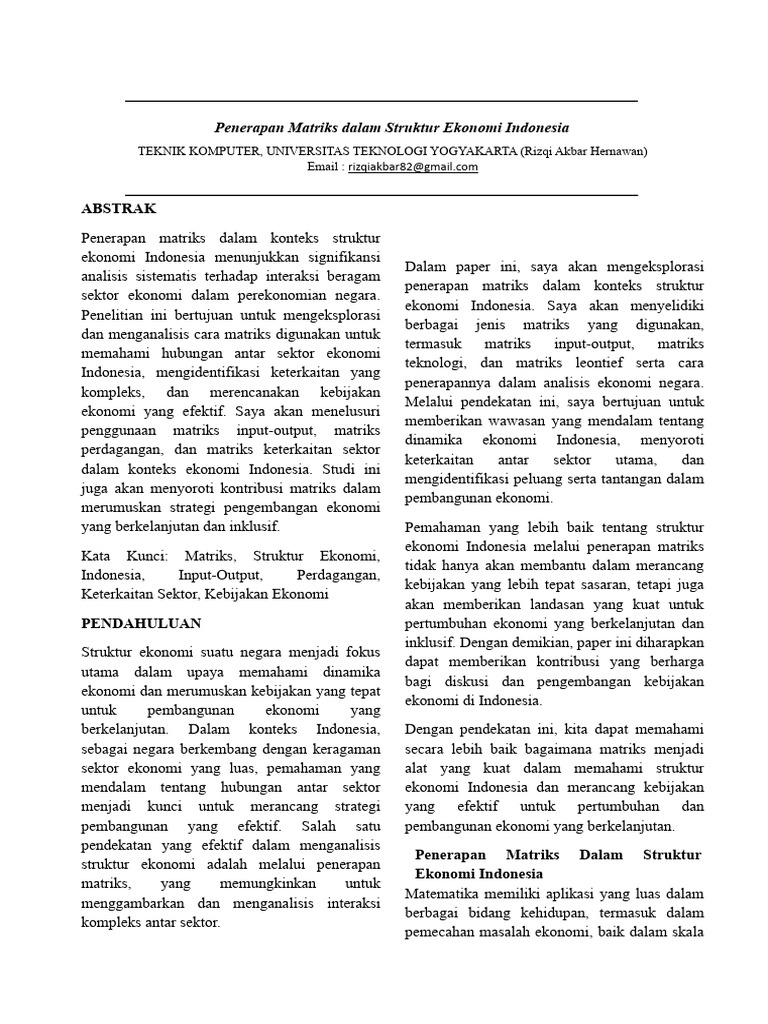 Penerapan Aljabar Linear Dalam Kehidupan Sehari-Hari | PDF