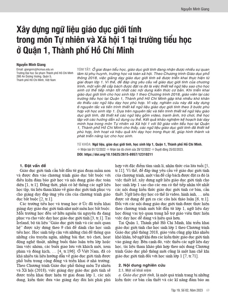 5. NGUYEN MINH GIANG - XD NGỮ LIỆU GDGT CHO HS LỚP 1 MÔN TNXH | PDF