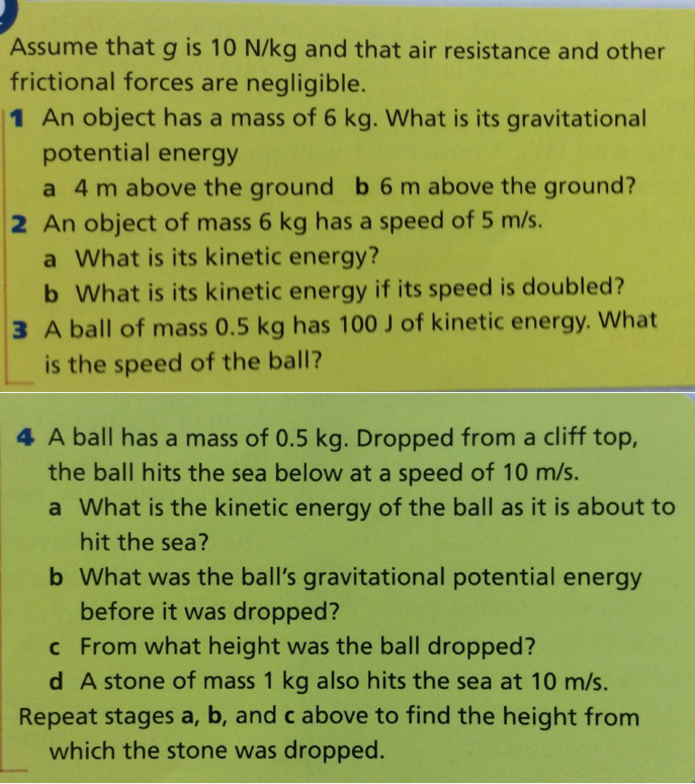 Kinetic Energy and Potential Energy - Questions | PDF