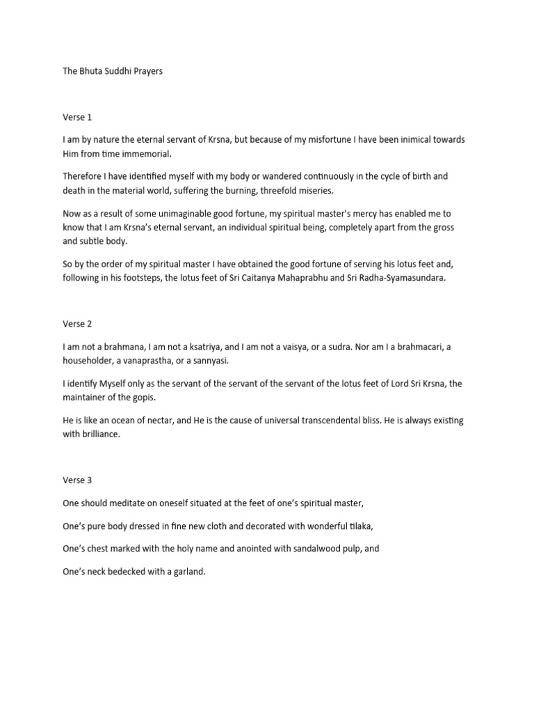 The Bhuta Suddhi Prayers | PDF | Religion & Spirituality