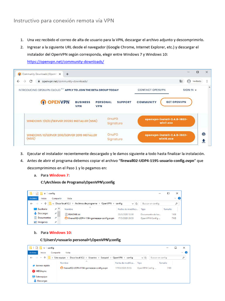 Instructivo para Conexión Remota Vía VPN | Descargar gratis PDF | Contraseña | Windows 10