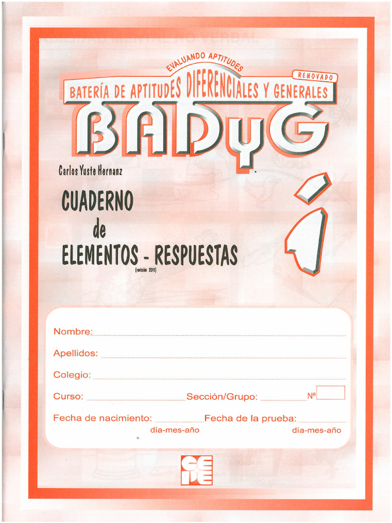 00 EI - BADYG-i Cuadernillo Respuesta | PDF