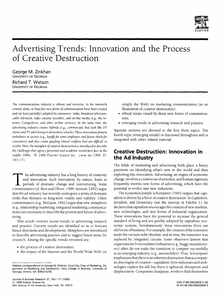 Innovation and The Process of Creative Destruction | PDF | Advertising ...
