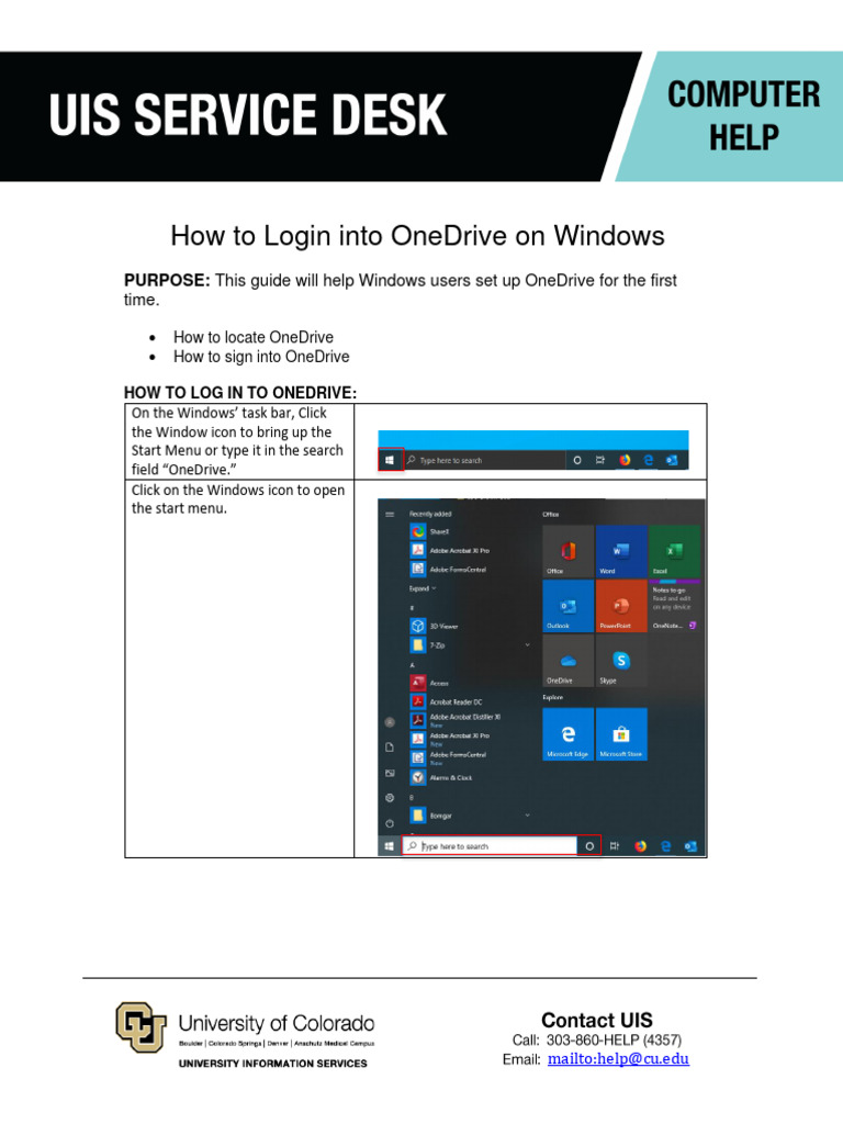 OneDrive Login Guide for Windows Users | PDF