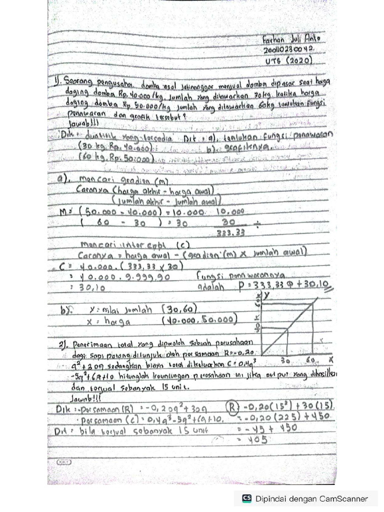 UTS MTK (2020, 2019, 2021) FARHAN - 200110230042 - Compressed | PDF