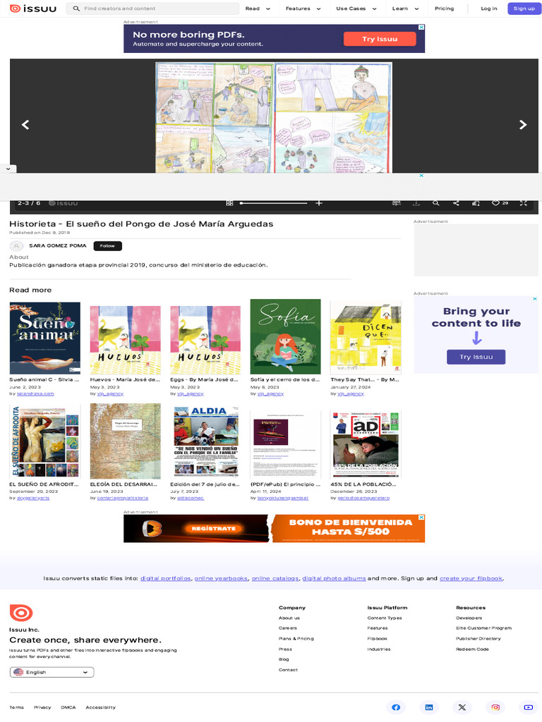 Historieta - El sueño del Pongo de José María Arguedas by SARA GOMEZ POMA - Issuu | PDF | World ...