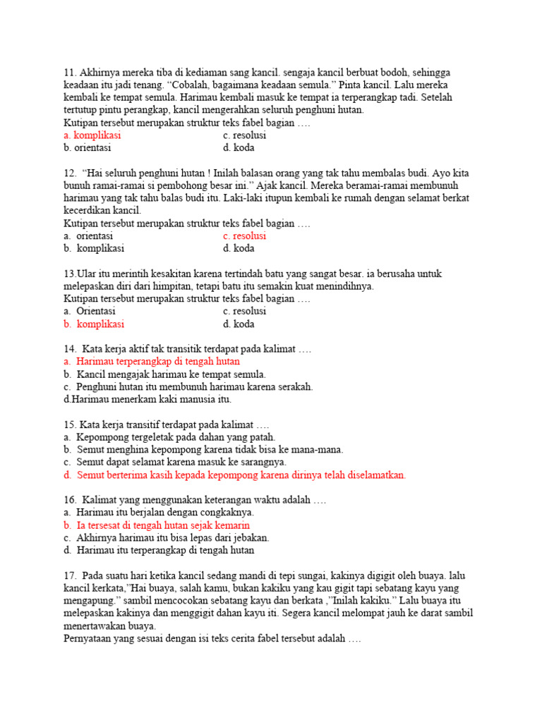 Contoh Soal Fabel | PDF