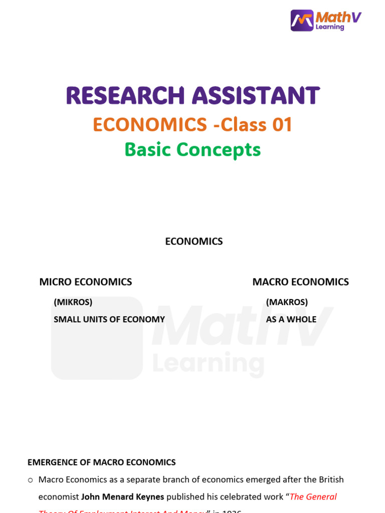 Economics Class 01 Basic Concepts | PDF | Economics | Macroeconomics