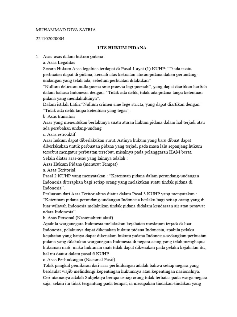 Uts Hukum Pidana Sip | PDF | Ilmu Sosial